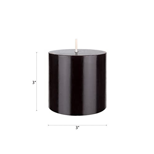 Mega Candles 1 pc Unscented Black Round Pillar Candle, Hand Poured Premium Wax Candles 3 Inch x 3 Inch, Home Décor, Wedding Receptions, Baby Showers, Birthdays, Celebrations, Party Favors & More