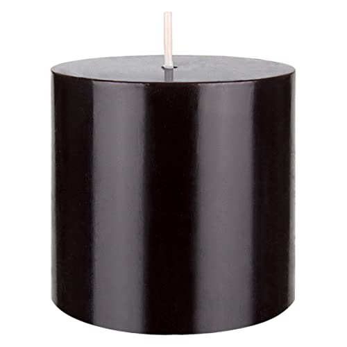 Mega Candles 1 pc Unscented Black Round Pillar Candle, Hand Poured Premium Wax Candles 3 Inch x 3 Inch, Home Décor, Wedding Receptions, Baby Showers, Birthdays, Celebrations, Party Favors & More