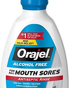 Orajel Alcohol-Free Antiseptic Mouth Sore Rinse, Fresh Mint, 16 Fl Oz (Pack of 2)