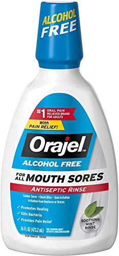 Orajel Alcohol-Free Antiseptic Mouth Sore Rinse, Fresh Mint, 16 Fl Oz (Pack of 2)