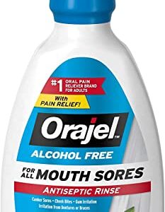 Orajel Alcohol-Free Antiseptic Mouth Sore Rinse, Fresh Mint, 16 Fl Oz (Pack of 2)