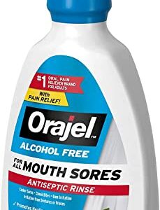 Orajel Alcohol-Free Antiseptic Mouth Sore Rinse, Fresh Mint, 16 Fl Oz (Pack of 2)