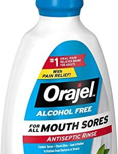 Orajel Alcohol-Free Antiseptic Mouth Sore Rinse, Fresh Mint, 16 Fl Oz (Pack of 2)