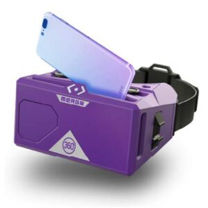 merge vr headset - augmented reality and virtual reality headset, play educational games and watch 360 degree videos, stem tool for classroom and home, works with iphone and android (pulsar purple)