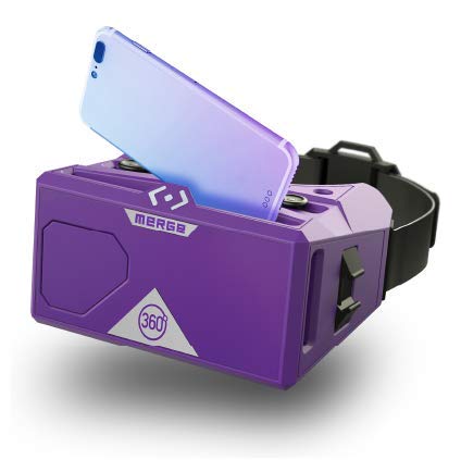 Merge VR Headset - Augmented Reality and Virtual Reality Headset, Play Educational Games and watch 360 Degree Videos, STEM Tool for Classroom and Home, Works with iPhone and Android (Pulsar Purple)