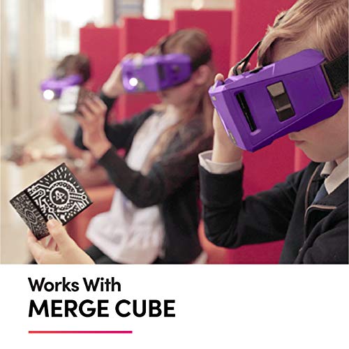 Merge VR Headset - Augmented Reality and Virtual Reality Headset, Play Educational Games and watch 360 Degree Videos, STEM Tool for Classroom and Home, Works with iPhone and Android (Pulsar Purple)