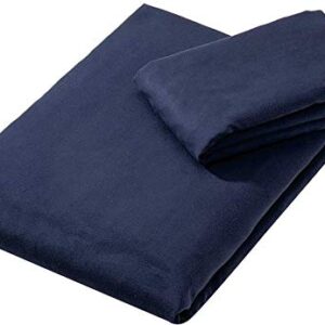 Amazon Basics Microfiber Towel Set (1 Bath & 1 Hand Towel), Black/Blue