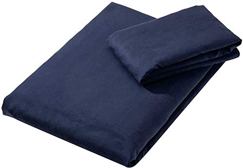 Amazon Basics Microfiber Towel Set (1 Bath & 1 Hand Towel), Black/Blue