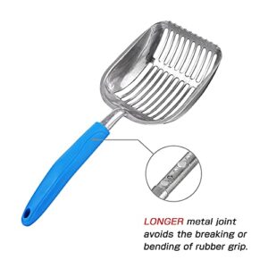 Chi-buy The Latest Update Cat Litter Scoop with Metal TABS/Round Teeth, Deep Shovel Sifter Cats Litter Scoop, Durable Pet Kitty Litter Scooper in Aluminium