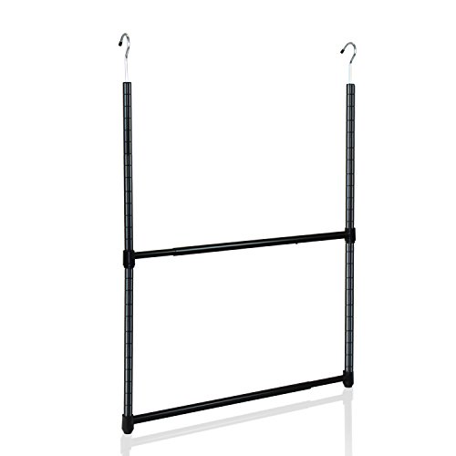 Oceanstar 2-Tier Portable Adjustable Closet Hanger Rod, 23 in, Black