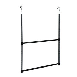 oceanstar 2-tier portable adjustable closet hanger rod, 23 in, black