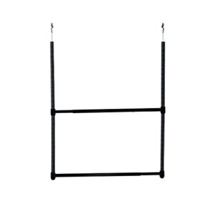 Oceanstar 2-Tier Portable Adjustable Closet Hanger Rod, 23 in, Black