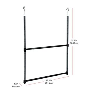 Oceanstar 2-Tier Portable Adjustable Closet Hanger Rod, 23 in, Black