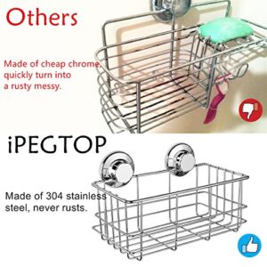 iPEGTOP Suction Cup Deep Shower Caddy Bath Wall Shelf for Large Shampoo Shower Gel Holder Bathroom Storage - Rustproof Stainless Steel