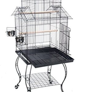 Bird Parrot Cage with Stand Cockatiel Amazon African Grey Caique Conure, 20 X 20 X 57 1/2" h