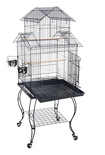 Bird Parrot Cage with Stand Cockatiel Amazon African Grey Caique Conure, 20 X 20 X 57 1/2" h