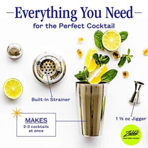 Nuvantee Cocktail Shaker Set，24 oz Martini & Drink Mixer w/ Built in Strainer, Measuring Jigger, Home Bartending Kit, Stainless Steel Martini Shaker