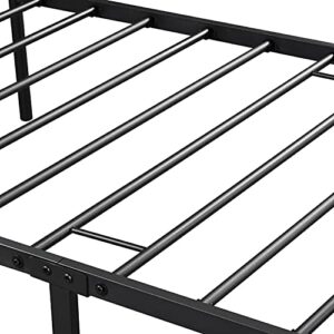 Yaheetech Twin Metal Platform Bed Frame Mattress Foundation with Headboard and Footboard No Box Spring Needed Under Bed Storage Steel Slats Black