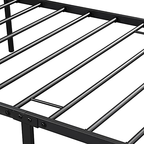 Yaheetech Twin Metal Platform Bed Frame Mattress Foundation with Headboard and Footboard No Box Spring Needed Under Bed Storage Steel Slats Black