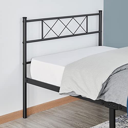 Yaheetech Twin Metal Platform Bed Frame Mattress Foundation with Headboard and Footboard No Box Spring Needed Under Bed Storage Steel Slats Black