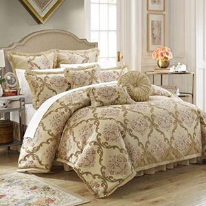 Chic Home - CS4610-AN 9 Piece Aubrey Decorator Upholstery Comforter Set and Pillows Ensemble, King, Beige