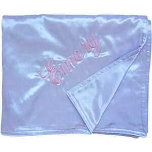 Custom Embroidered Personalized Two Ply Satin Baby Blanket in Multiple Colors