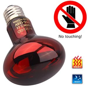 Aiicioo Reptile Red Night Light Bulb - 100W Reptile Heat Lamp Bulb Infrared Basking Spot Lamp for Bearded Dragon Lizard Turtle Hermit Crab Leopard Gecko Snake Chameleon Tank