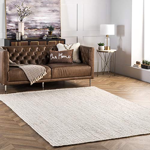 nuLOOM Rigo Hand Woven Farmhouse Jute Area Rug, 8x10, Off White