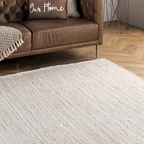 nuLOOM Rigo Hand Woven Farmhouse Jute Area Rug, 8x10, Off White