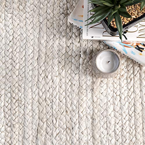 nuLOOM Rigo Hand Woven Farmhouse Jute Area Rug, 8x10, Off White