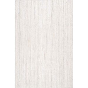 nuLOOM Rigo Hand Woven Farmhouse Jute Area Rug, 8x10, Off White