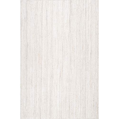 nuLOOM Rigo Hand Woven Farmhouse Jute Area Rug, 8x10, Off White