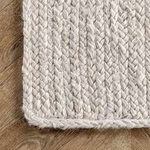 nuLOOM Rigo Hand Woven Farmhouse Jute Area Rug, 8x10, Off White