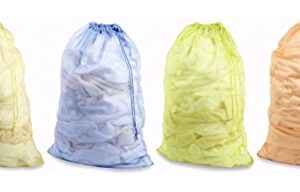 2 Pack Nylon Mesh Laundry Bag With Drawer String Home School Sports