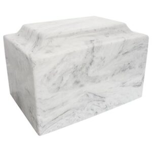 carrera classic cultured marble cremation urn for ashes, gray urn, grey, adult sized cremation urn for human ashes, ground burial, home memorial and funeral cremation urn