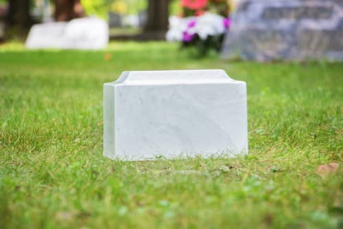 Carrera Classic Cultured Marble Cremation Urn for Ashes, Gray Urn, Grey, Adult Sized Cremation Urn for Human Ashes, Ground Burial, Home Memorial and Funeral Cremation Urn