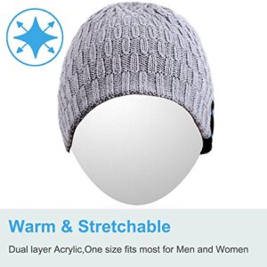 Rotibox Bluetooth Beanie Hat, Winter Knit Cap with Wireless Stereo Headphone Headset Earphone Speaker Mic Hands Free for Outdoor Sports Skiing Snowboarding Running Jogging Camping, Gray