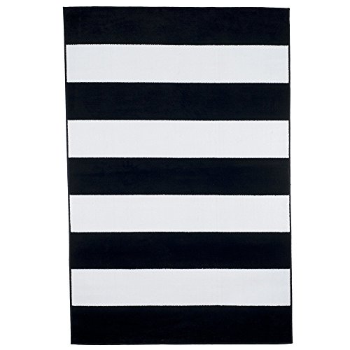 Lavish Home Breton Stripe Area Rug, 5' by 7'7", Black/White