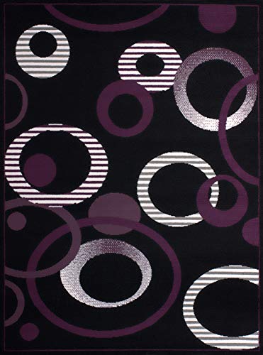 United Weavers Dallas Hip Hop Runner Rug – Plum, 2x8 Runner, Modern Indoor Area Rug with Jute Backing, Circular Geometric Design