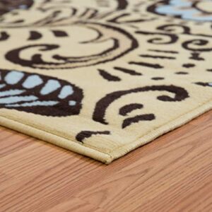 United Weavers Dallas Bandanna Area Rug - Blue, 8x11, Paisley Indoor Rug with Graphic Pattern, Jute Backing