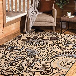 United Weavers Dallas Bandanna Area Rug - Blue, 8x11, Paisley Indoor Rug with Graphic Pattern, Jute Backing