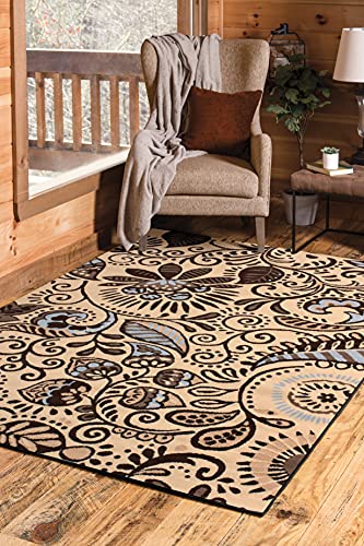 United Weavers Dallas Bandanna Area Rug - Blue, 8x11, Paisley Indoor Rug with Graphic Pattern, Jute Backing