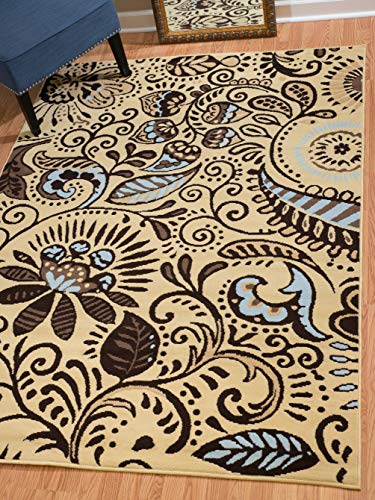 United Weavers Dallas Bandanna Area Rug - Blue, 8x11, Paisley Indoor Rug with Graphic Pattern, Jute Backing