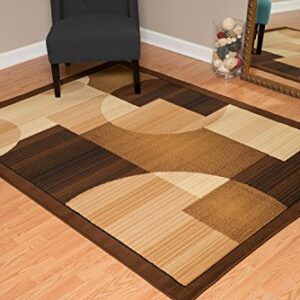 United Weavers Dallas Zoom Area Rug – Brown, 5x8, Contemporary Indoor Rug with Jute Backing, Geometric Pattern