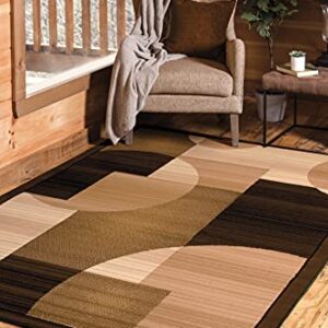 United Weavers Dallas Zoom Area Rug – Brown, 5x8, Contemporary Indoor Rug with Jute Backing, Geometric Pattern