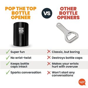 Pop-the-Top Beer Bottle Opener (Black): Automatic Bottle Opener, No Damage to Cap | Fun Bartender Tool | Push Down Decapitator Bottle Cap Opener by TaZa