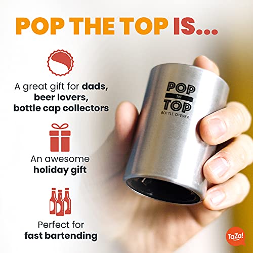 Pop-the-Top Beer Bottle Opener (Black): Automatic Bottle Opener, No Damage to Cap | Fun Bartender Tool | Push Down Decapitator Bottle Cap Opener by TaZa