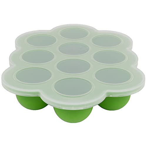 WeeSprout Silicone Freezer Tray with Clip on Lid Perfect Food Storage Container for Homemade Baby Food, Vegetable, Fruit Purees, and Breast Milk (Bright Green, Ten 1.5 Ounce Sections)