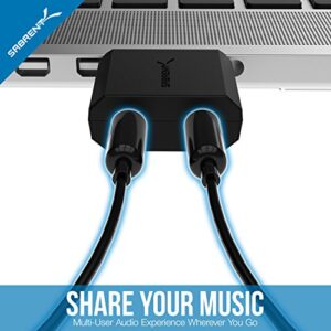 SABRENT USB to 2 x 3.5mm Stereo Jack Splitter Adapter for Speaker and Headphone Support Windows and Mac. Plug and Play No Drivers Needed. (AU-2X35)