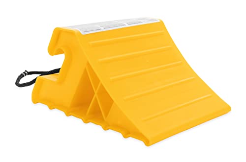 Camco Super Wheel Chock with Rope - Helps Keep Your Trailer in Place So You Can Re-Hitch - (44475) , Yellow